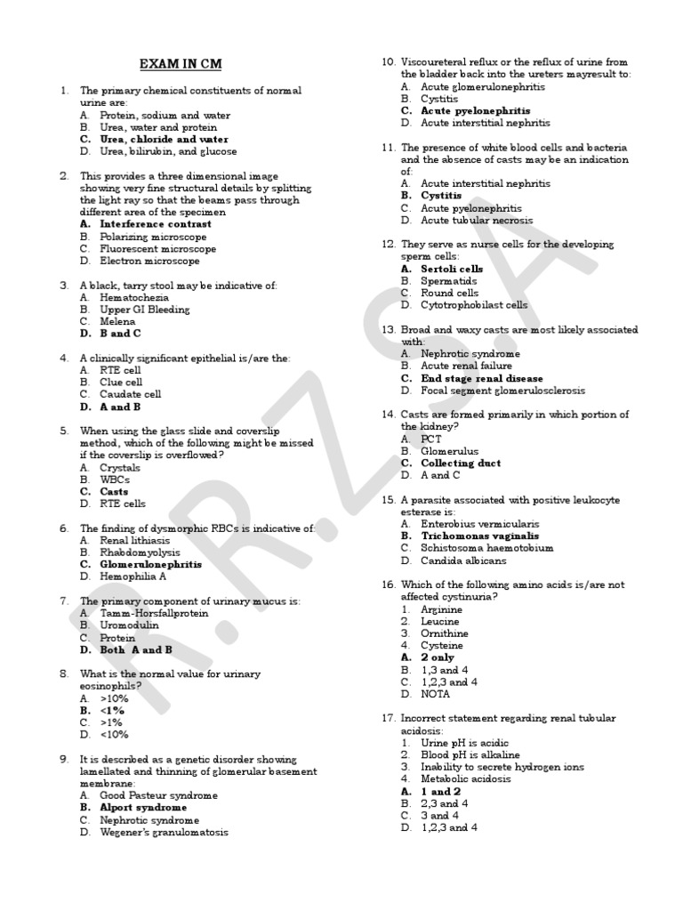 CM Exam With Answer PDF | PDF | Kidney | Creatinine