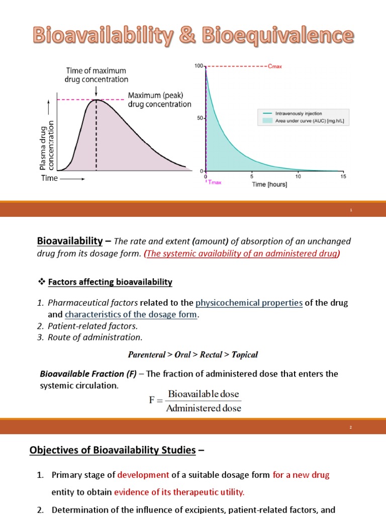 Bioavailability & Bioequivalence | PDF | Bioavailability | Pharmacokinetics