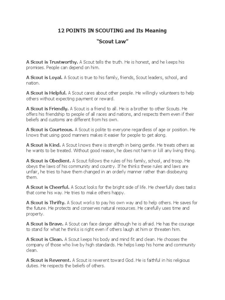 12 POINTS IN SCOUTING and Its Meaning | PDF
