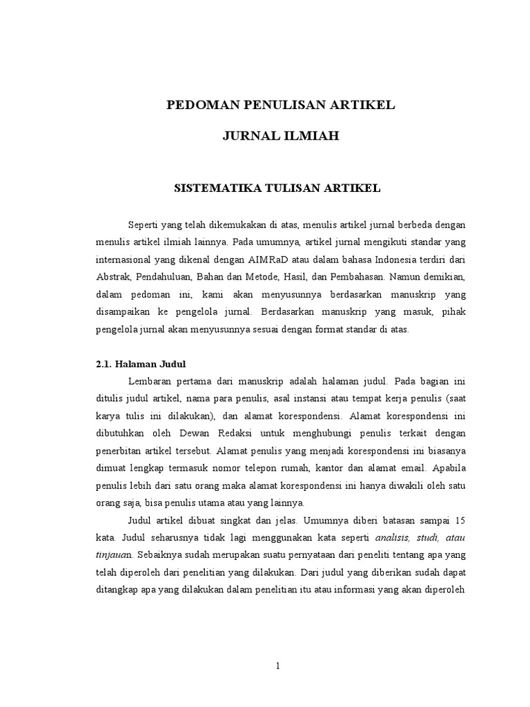 Pedoman Penulisan Artikel Jurnal Ilmiah | PDF | Kajian Bahasa Asing