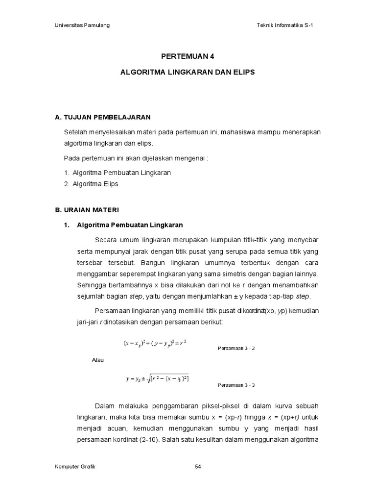 TPL0362 - 04 - Algoritma Lingkaran Dan Elips | PDF