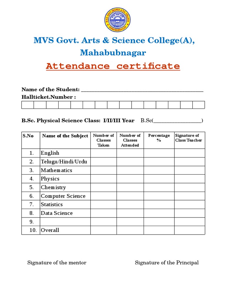 Attendance Certificate | PDF | Science