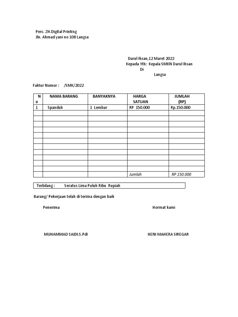 BON FAKTUR 20 Lembar | PDF