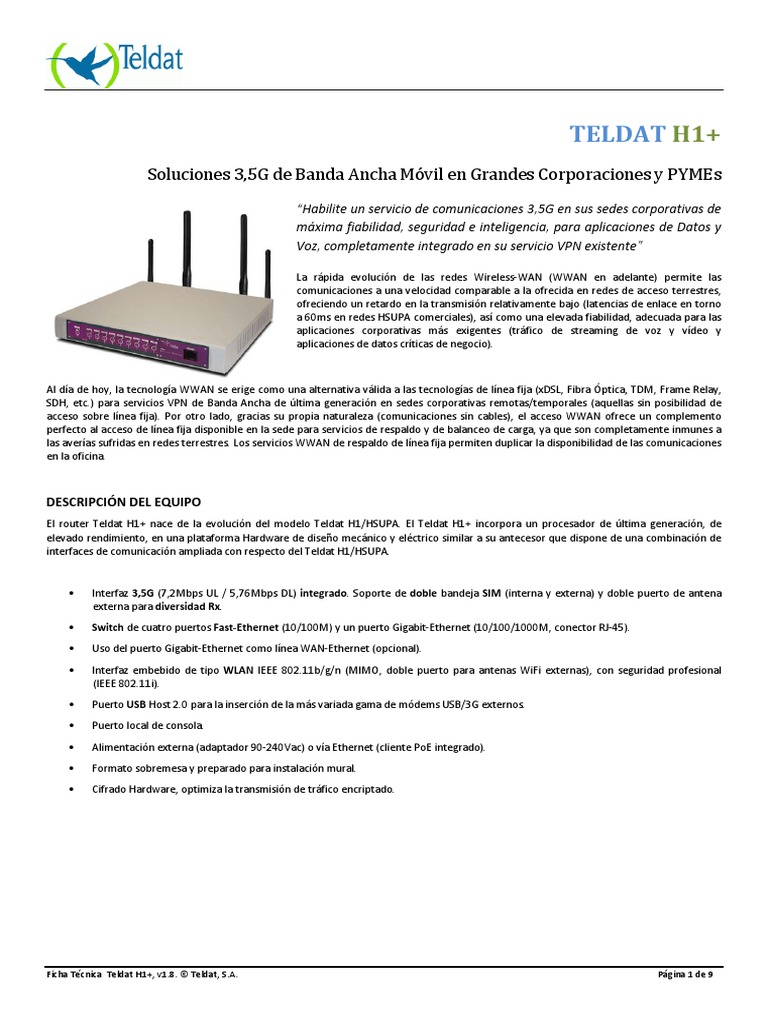 Router Teldat H1 Especificaciones | PDF | Red privada virtual ...