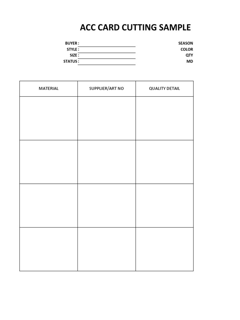 Acc Card Cutting Sample | PDF | Plastic | Textiles