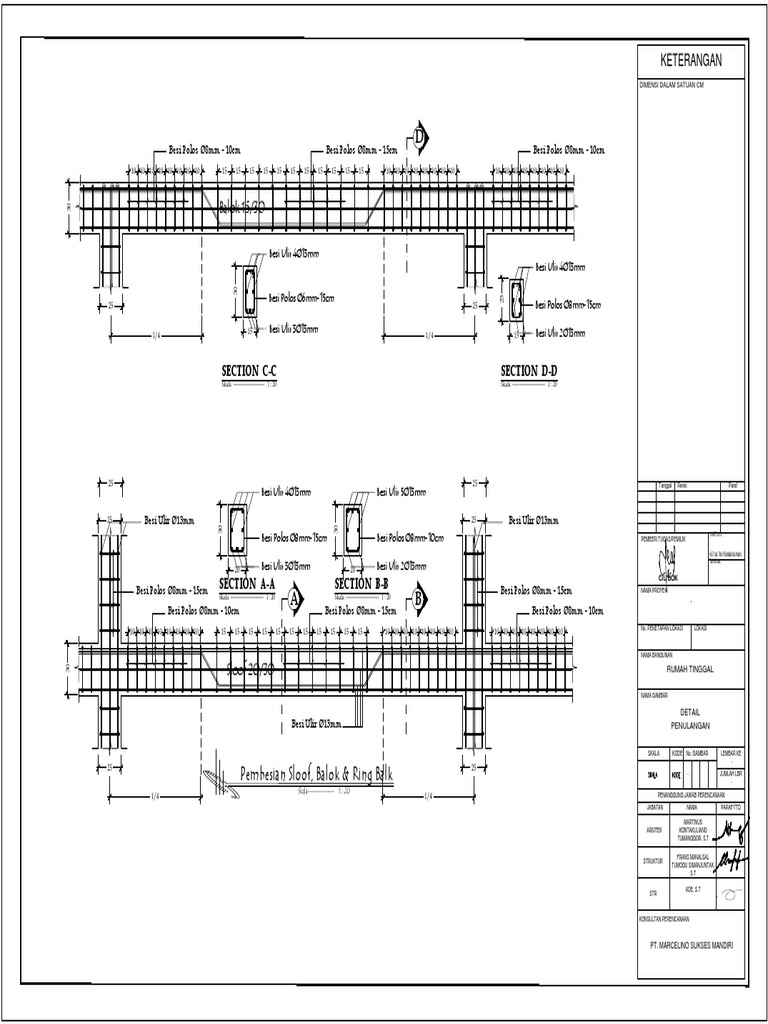 Detail Pembesian Balok dan Kolom | PDF