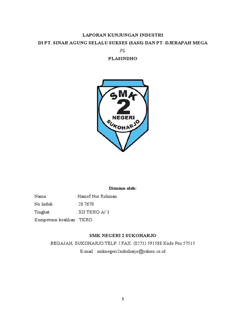 Contoh Laporan Kunjungan Industri | PDF