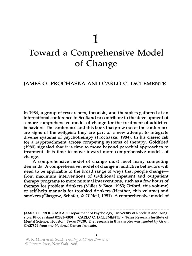 Toward A Comprehensive Model of Change JAMES O. PROCHASKA AND CARLO C ...