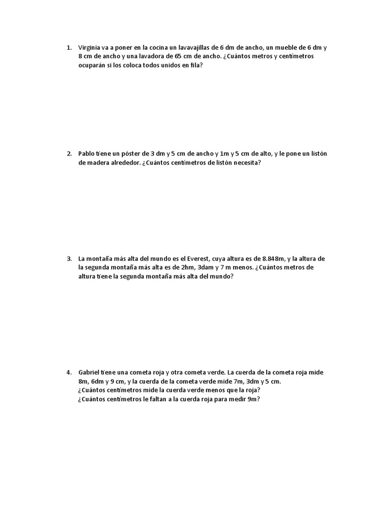 Problemas de Medidas y Conversiones | PDF