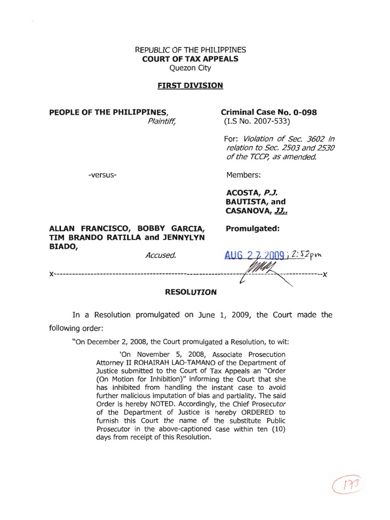 CTA Resolution | PDF | Prosecutor | Justice