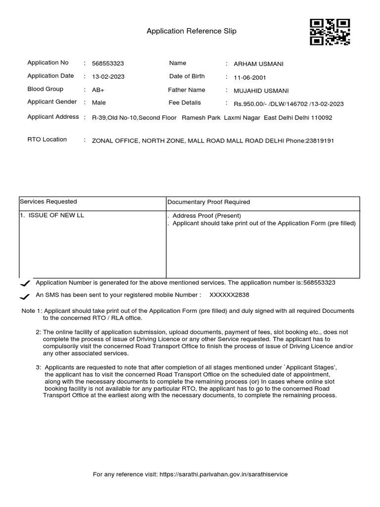 Application Reference Slip | PDF | Law