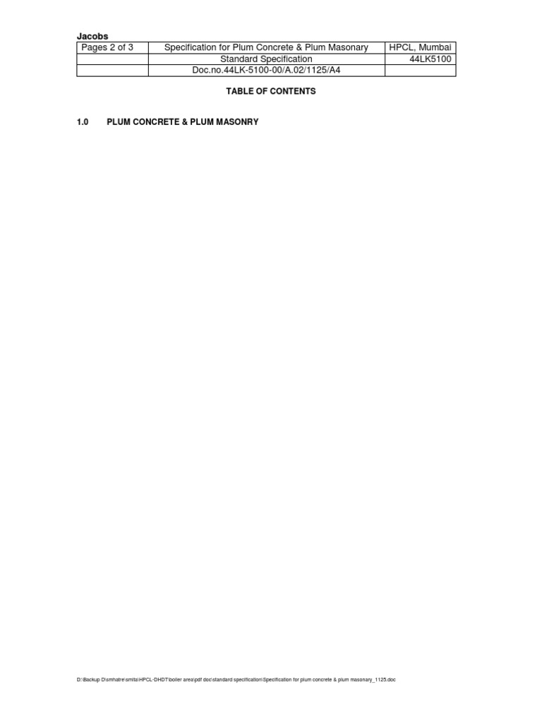 Plum Concrete Specification Guidelines | PDF | Concrete | Masonry