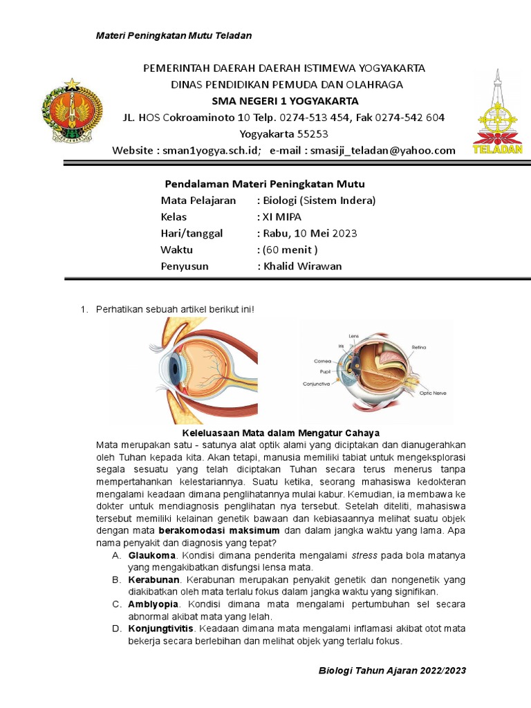 Materi Biologi: Sistem Indera dan Reseptor | PDF
