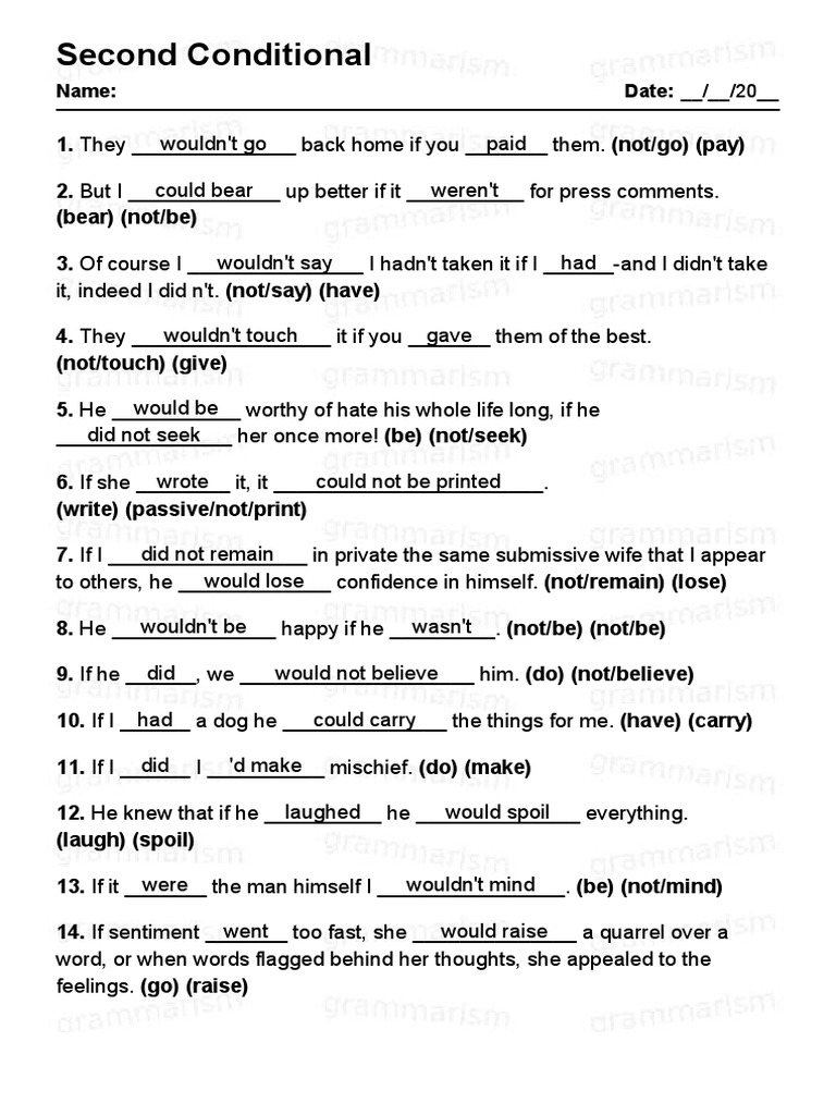 Grammarism Second Conditional Test 1 Solved 13125000 PDF | PDF