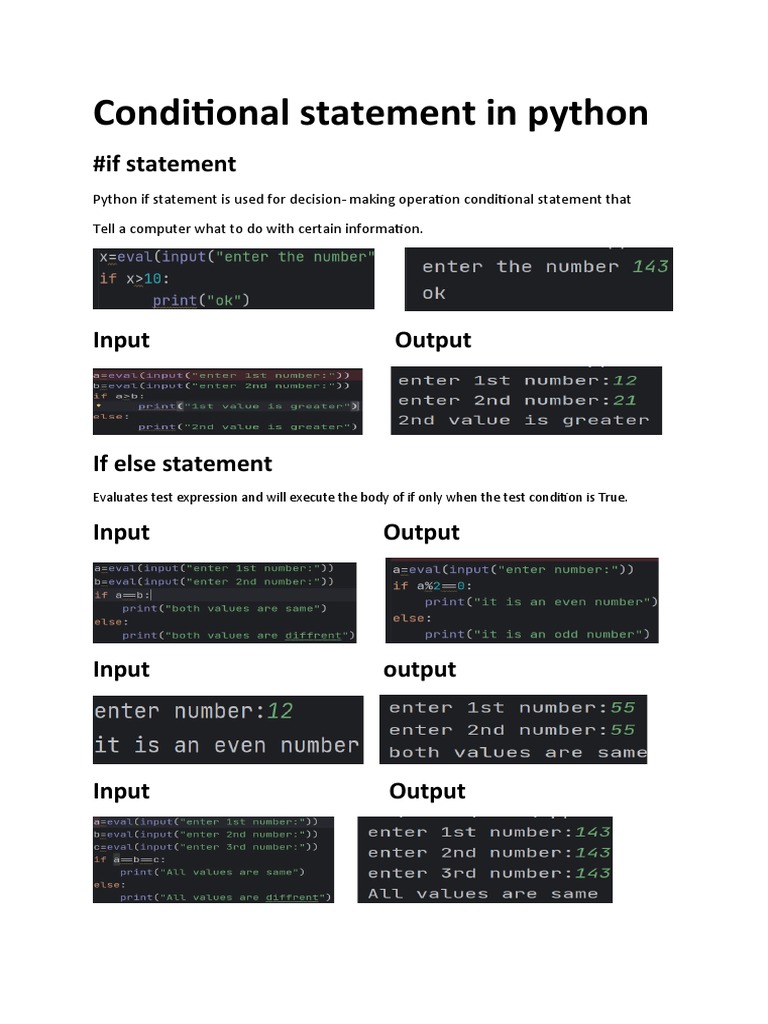 Conditional Statement in Python | PDF