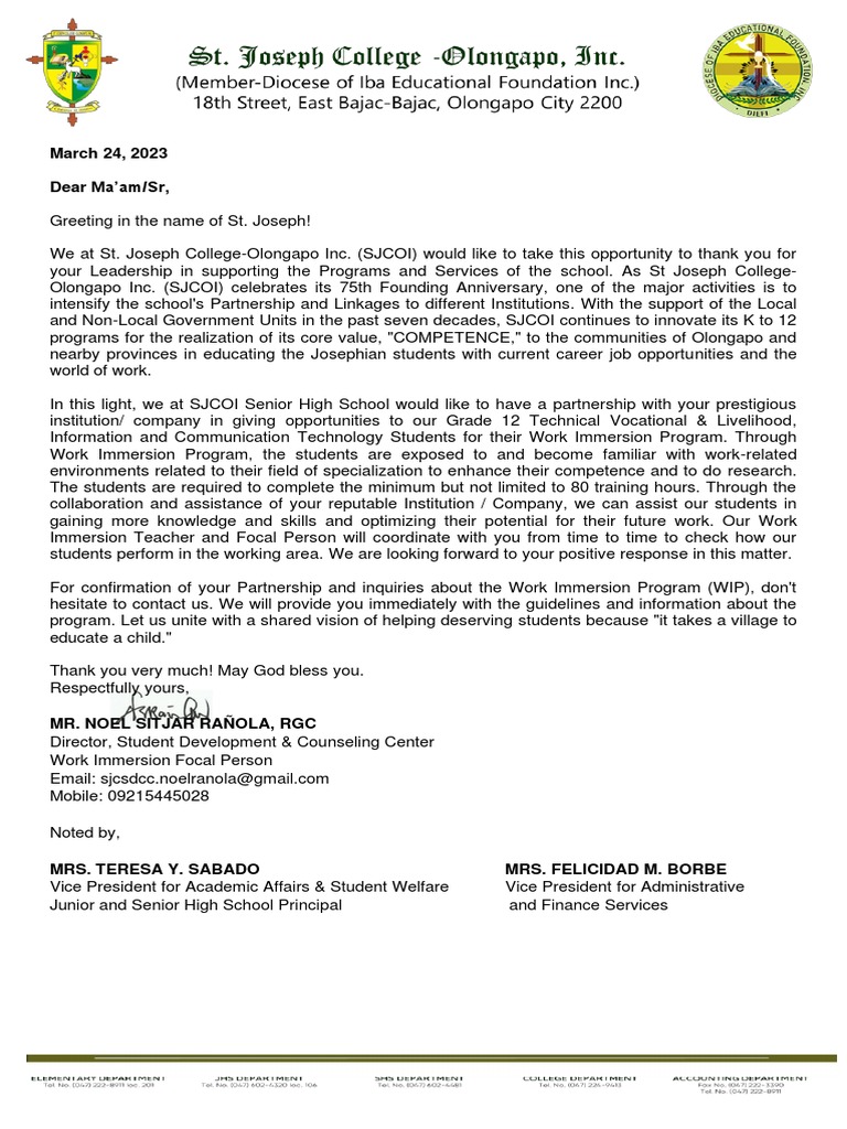 LETTER-FOR-WIP-PARTNERSHIP-TVL-ICT-1 | PDF | Employment | Legal Liability