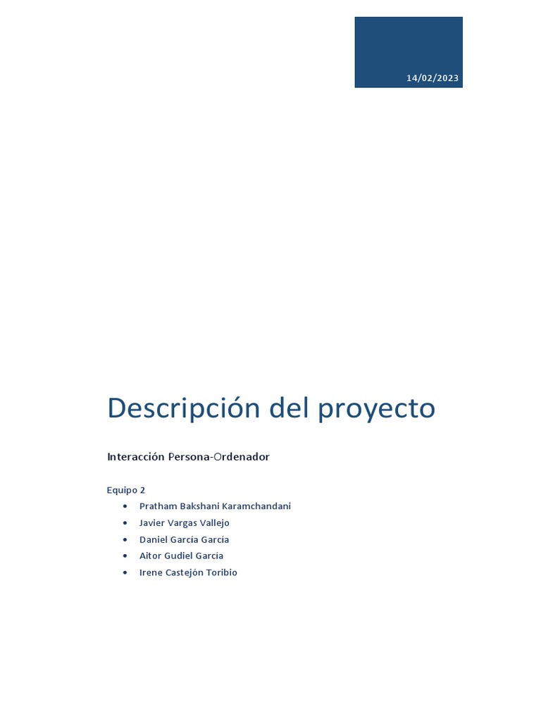 00 Descripción Del Proyecto PDF | PDF