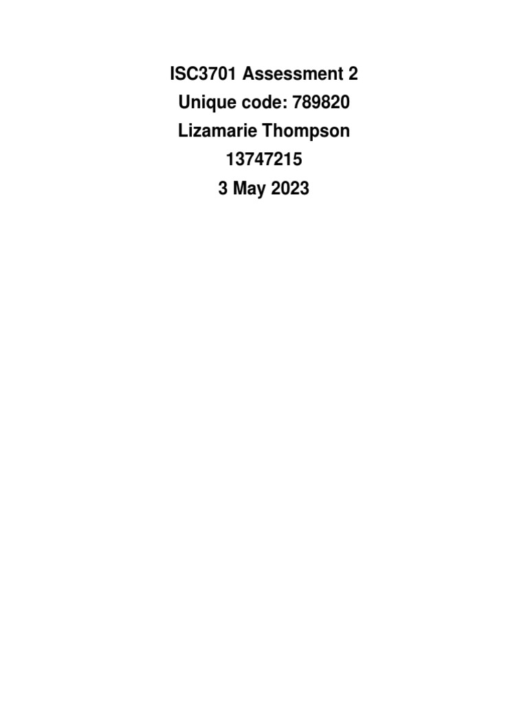 ISC3701 Assessment 2 - Learning Theories, Instructional Models, African ...