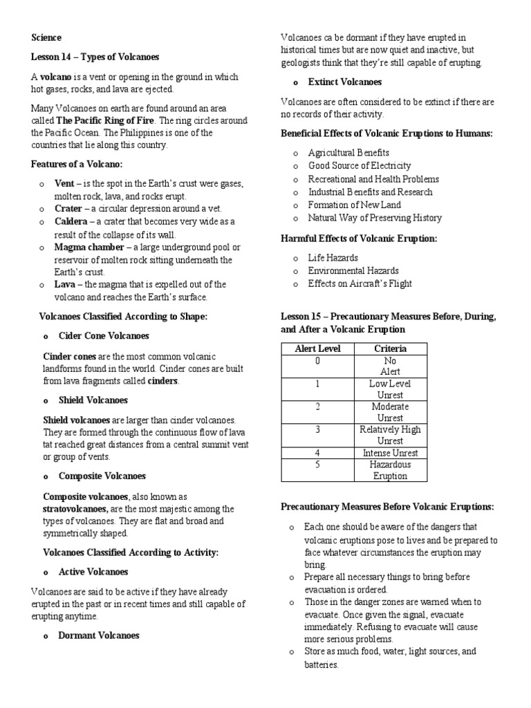 Science Sixth Monthly Exam Reviewer | PDF | Volcano | Types Of Volcanic ...