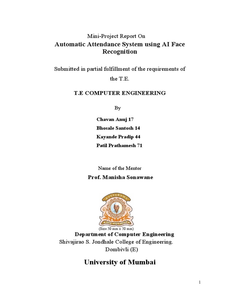 Report On Automatic Attendance System Using Face Recognition | PDF Report On Automatic Attendance System Using Face Recognition | PDF