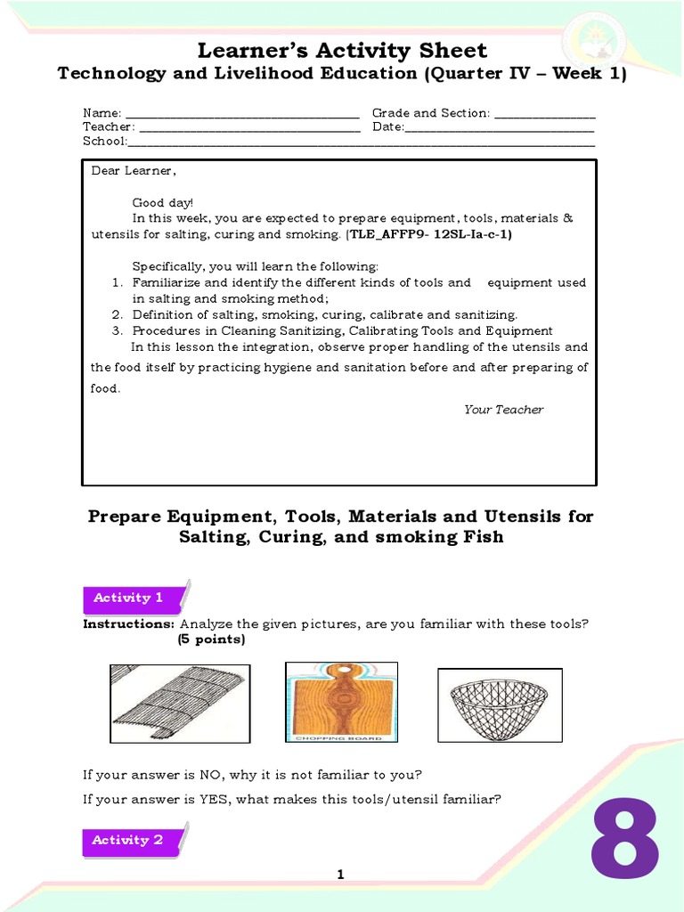 Learner's Activity Sheet: Technology and Livelihood Education (Quarter IV - Week 1) | PDF