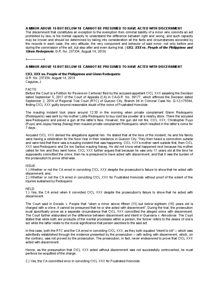 CICL XXX v. People | PDF | Social Science | Law