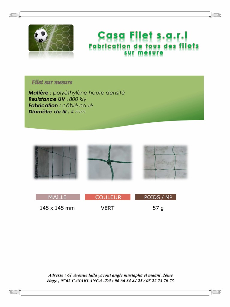 Fiche Technique Filet Pare Ballon | PDF
