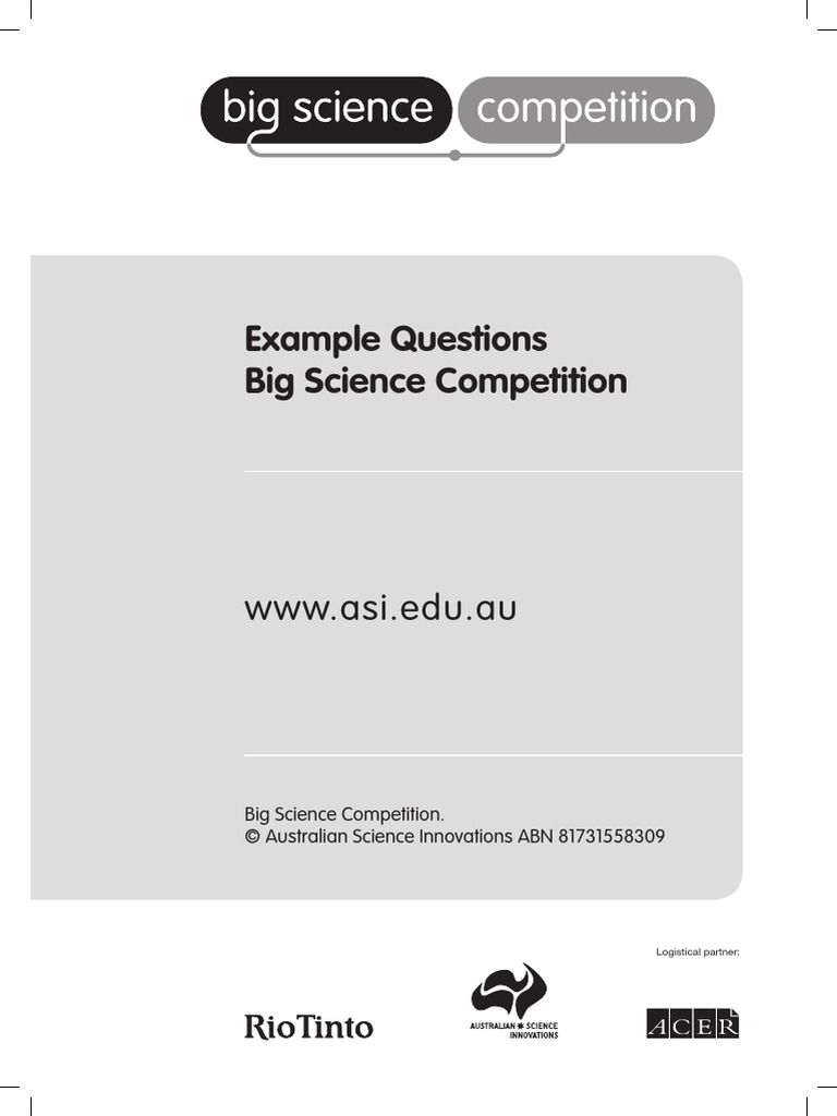 Big Science Competition Practise Questions Years 9-10 | PDF ...