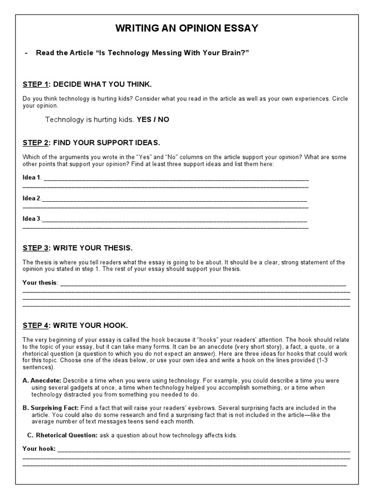 2 - Opinion Essay Guided Writing | PDF | Essays | Thesis