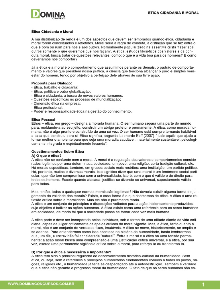 01 ética Cidadania E Moral Pdf Download Grátis Pdf Moralidade