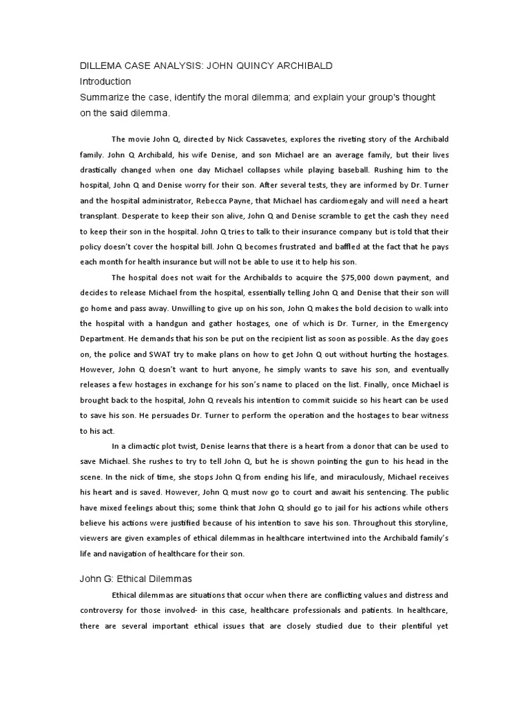 Dillema Case Analysis 1 | PDF | Medical Ethics | Patient