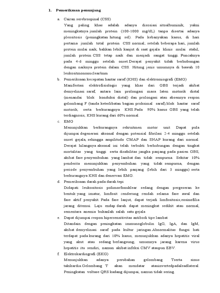 Pemeriksaan dan Penatalaksanaan GBS | PDF