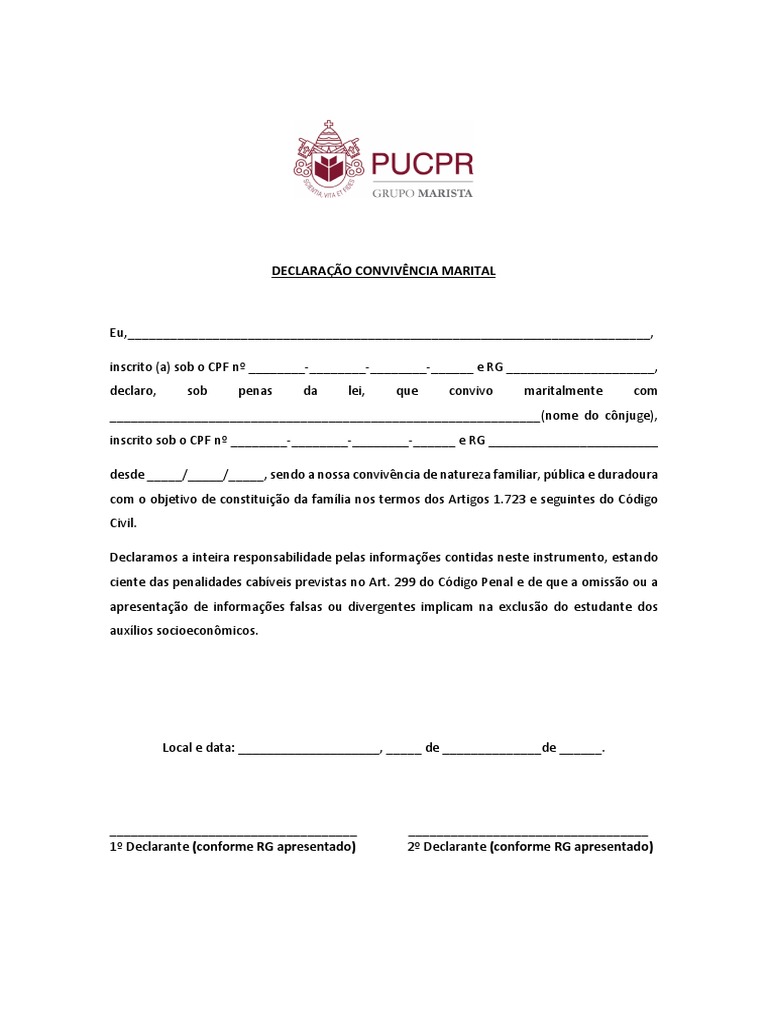Declaracao Convivencia Marital PDF | PDF