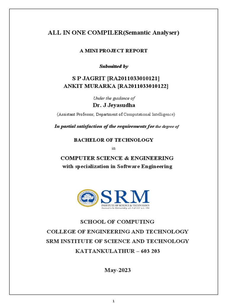 Compiler Design Report | PDF | Scope (Computer Science) | Compiler