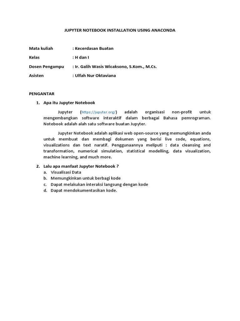 Modul Penggunaan Jupyter Notebook | PDF
