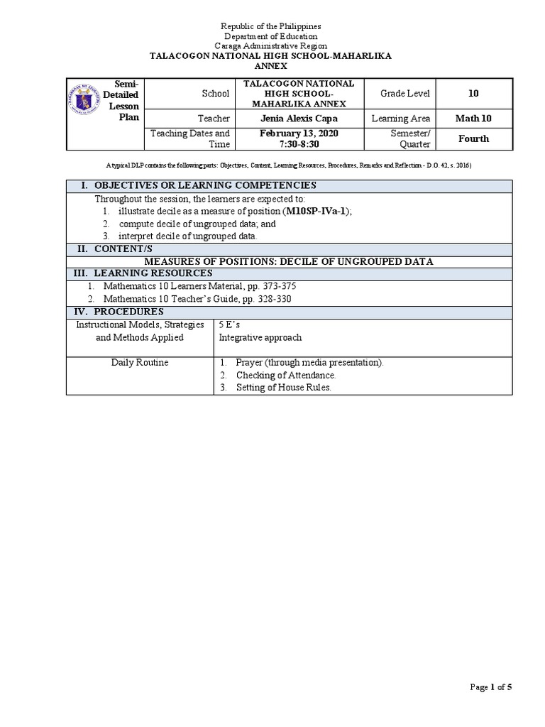 COT DLP 4q 2nd | PDF | Mathematics