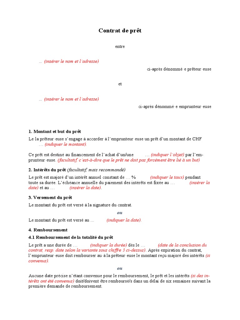Modeles de Contrats-Contrat de Prat-Cap | PDF | Prêts | Médiation