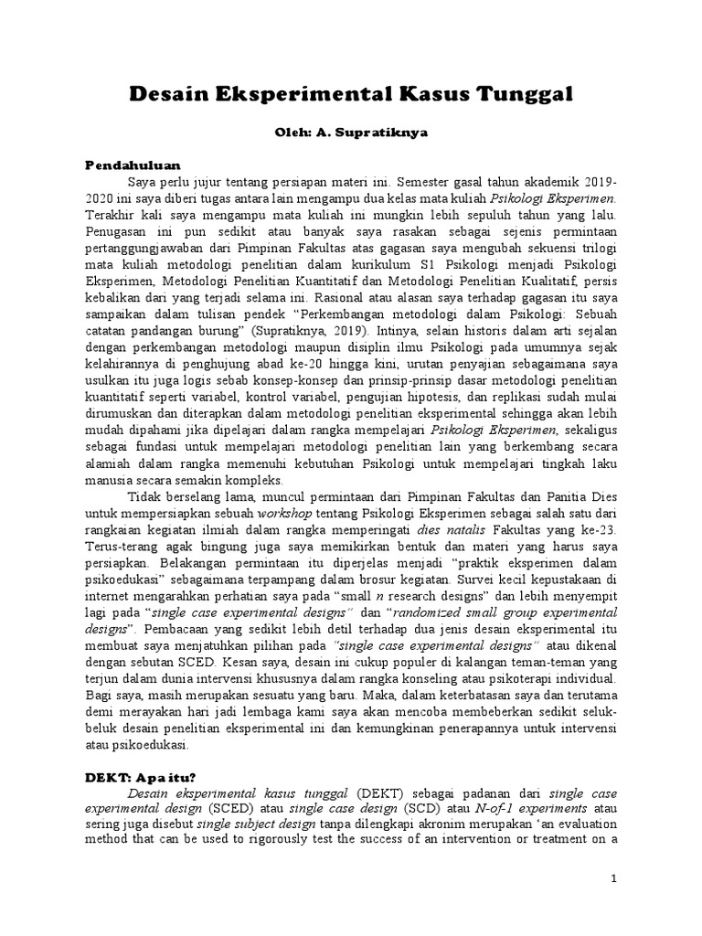 Desain Eksperimental Kasus Tunggal | PDF