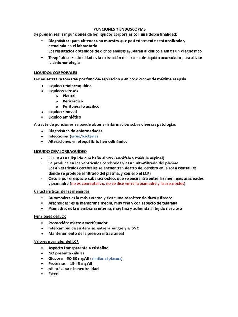 Punciones y Endoscopias: Guía Completa | PDF | Fluido cerebroespinal ...