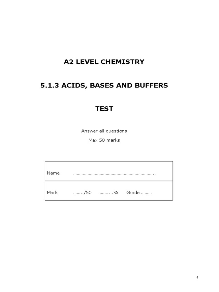 F325 Acids, Bases and Buffers Test | PDF | Acid | Buffer Solution