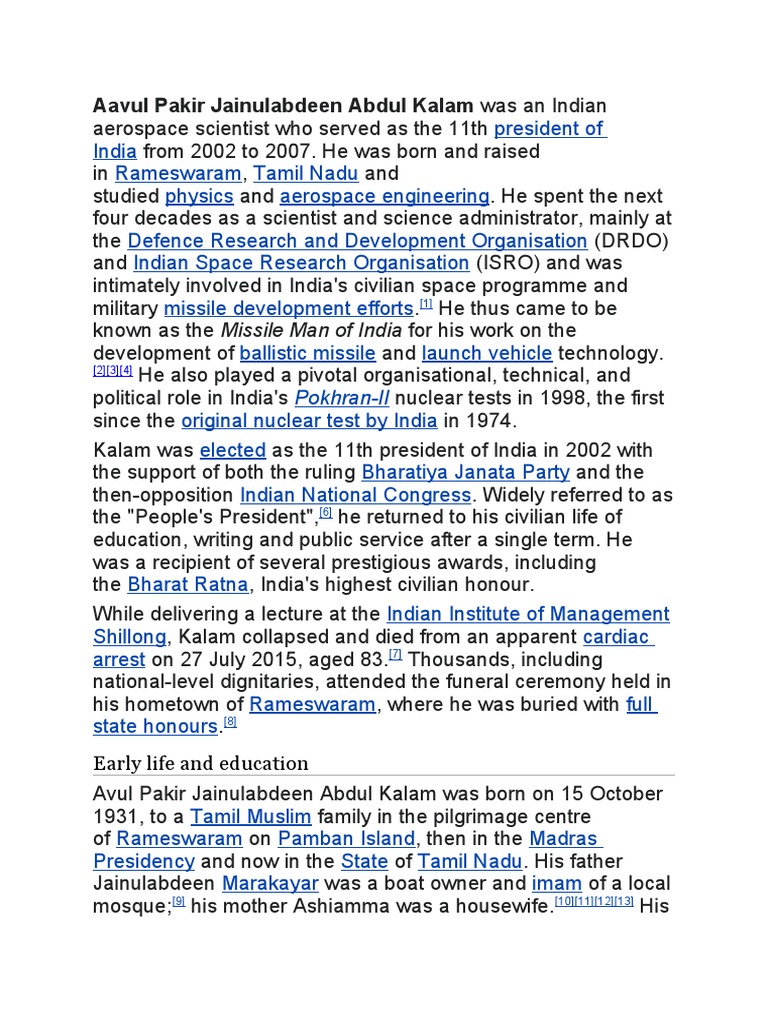 Legacy of A.P.J. Abdul Kalam | PDF | Travel