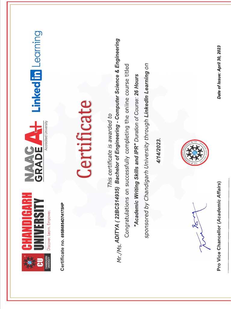 Aditya Certificate | PDF