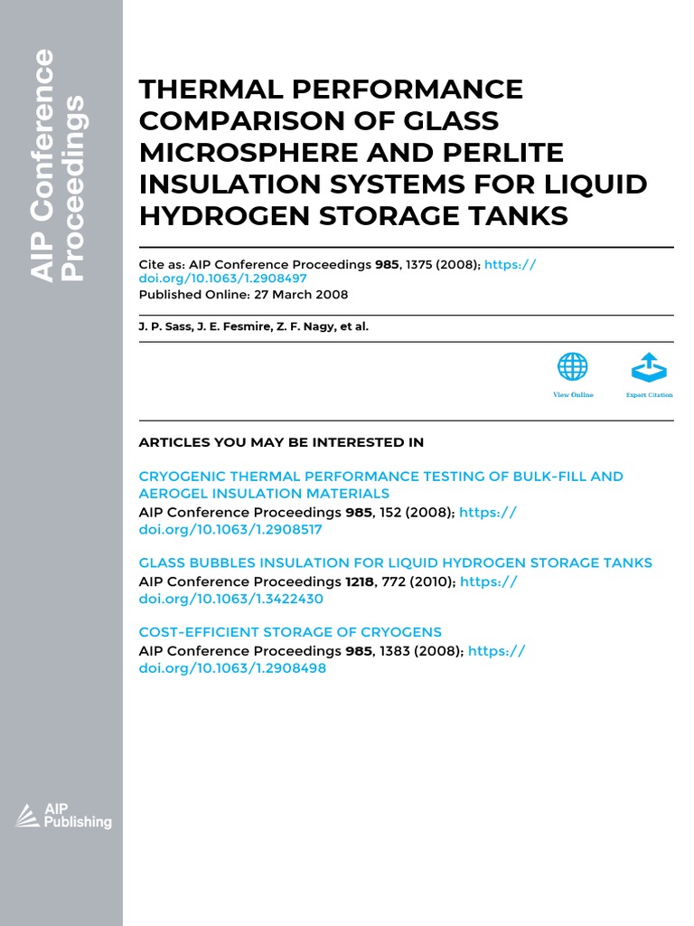Thermal Performance Comparison of Glass Microsphere and Perlite ...