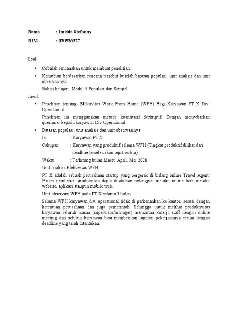 Efektivitas WFH Karyawan PT X | PDF | Bisnis | Komputer