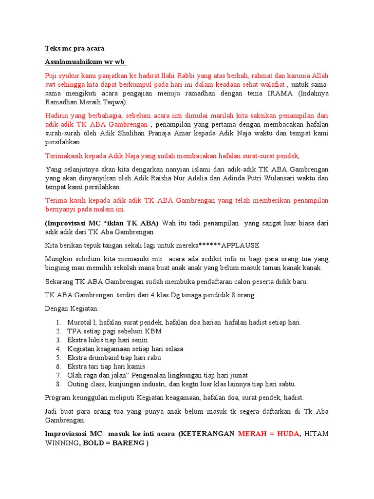 FIKSSSS Teks MC Pengajian Akbar IRAMA | PDF