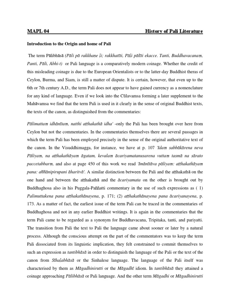 History of Pali Literature Overview | PDF | Pali | Buddhist Texts
