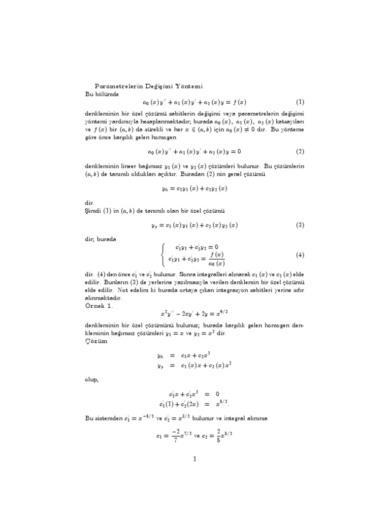 Differentional Equations-DİFERENSİYEL DENKLEMLER PDF | PDF