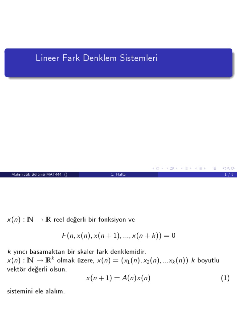 2-Difference Equation-Turkish Note-Fark Denklemleri-2 | PDF