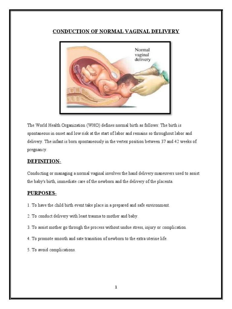 Conduct of Normal Vaginal Delivery Procedure | PDF | Childbirth | Placenta