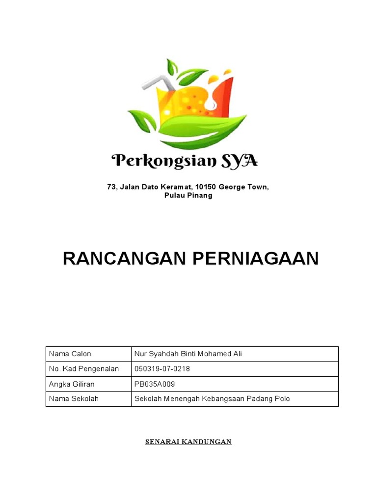 PROJEK - RANCANGAN PERNIAGAAN | PDF